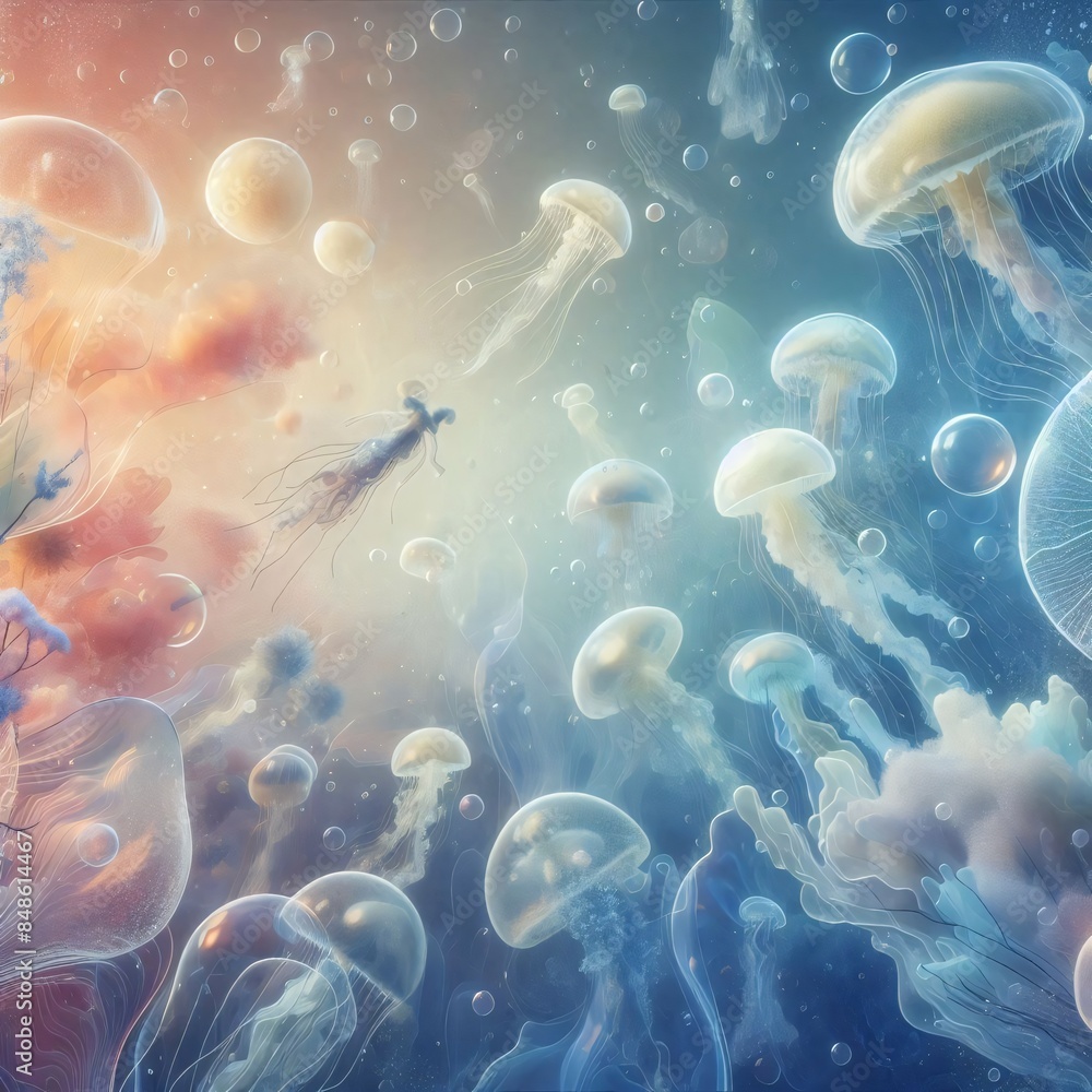 Glassmorphism illustration of an underwater fantasy world, featuring ...