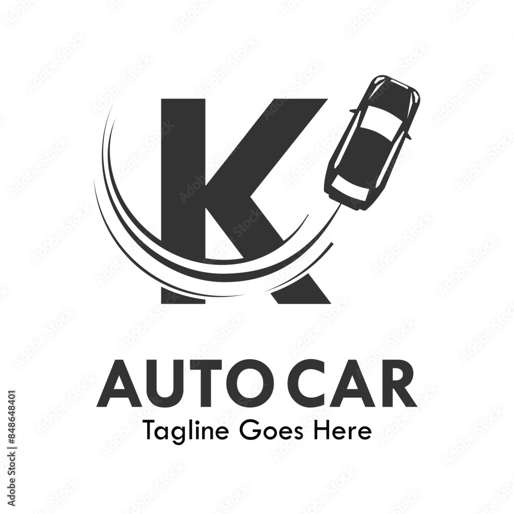 Letter k with car vector logo template. Suitable Fonts for event, promo ...