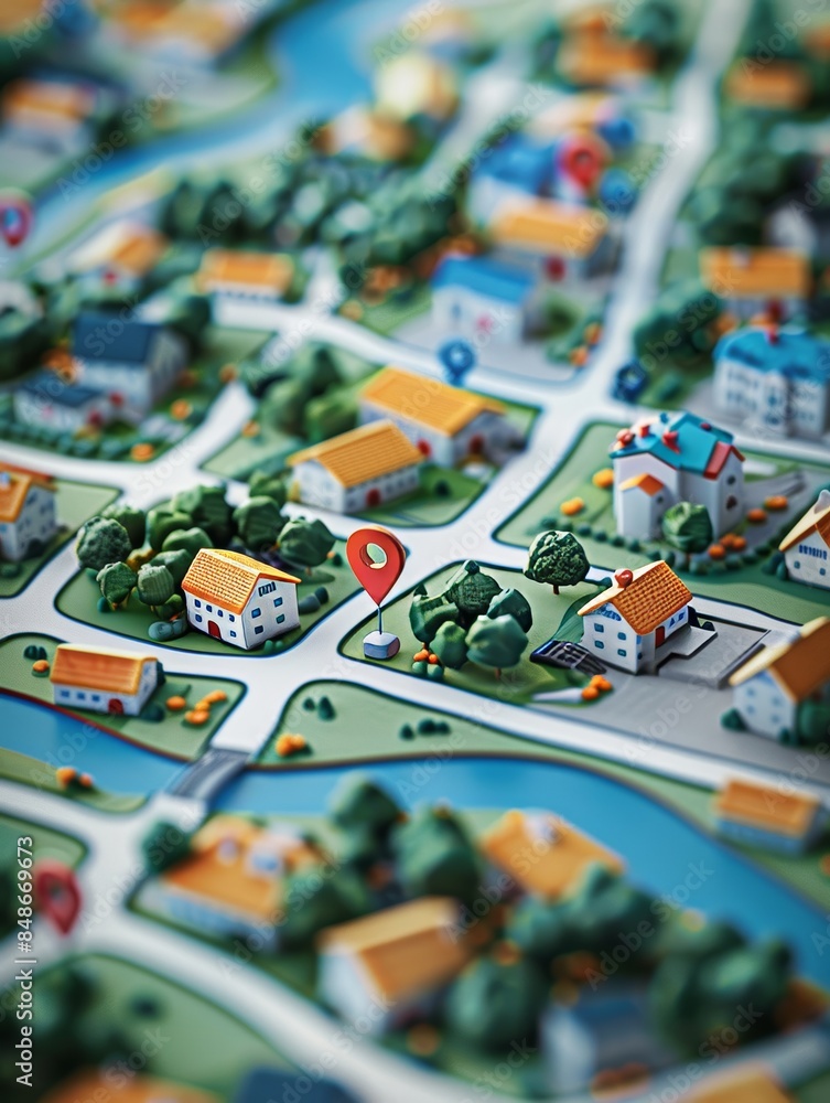3D vector map with emergency pins, detailed evacuation routes, and ...