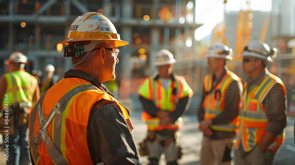 Construction Team Conducts Toolbox Talk for Site Safety on Industrial ...