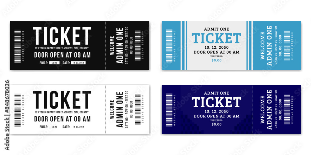 Admit one ticket design template. Concert, party or festival ticket ...