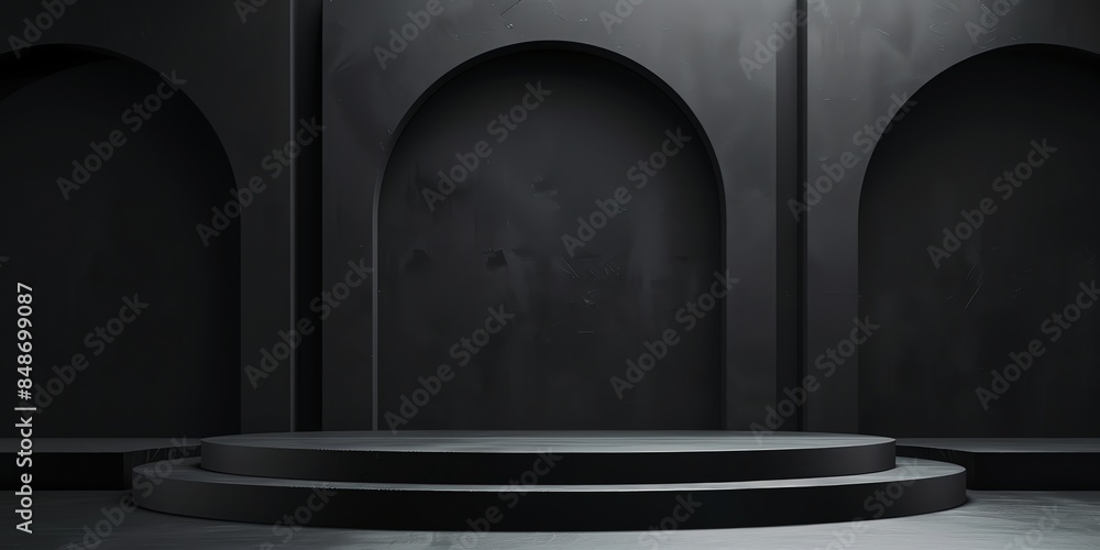 podium stage product promote color black, 2:1, background, black, 3d ...