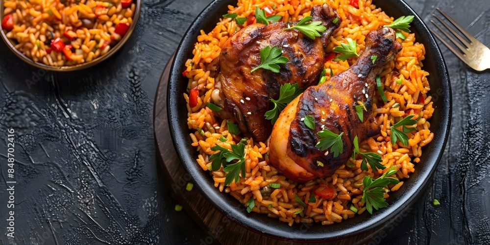 Indulge in authentic West African Jollof rice paired with flavorful ...