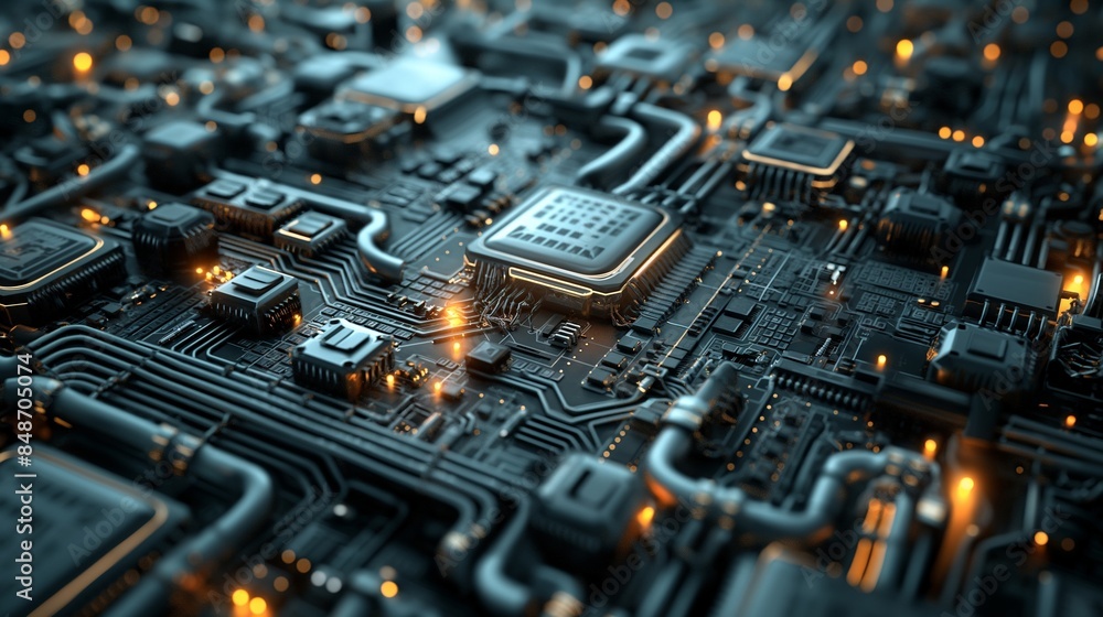 Foto de A high-resolution image of a digital circuit board, with a ...