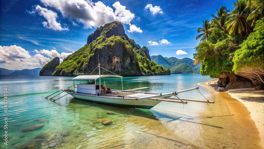 Catamaran boat parked on Palawan shores, catamaran, boat, parked ...