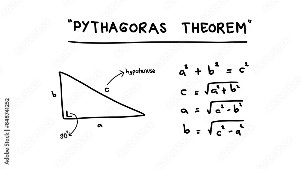 Poster Hand writing math formulas about Pythagoras theorem – Wall Art ...