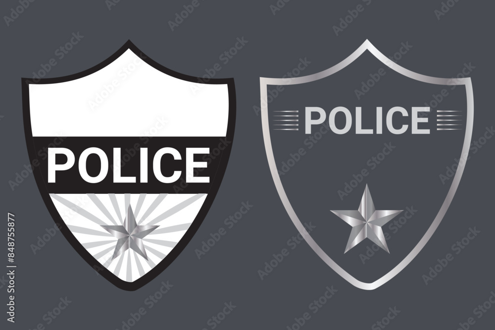 Police officer badge icon in flat style. Symbol of protection law order ...