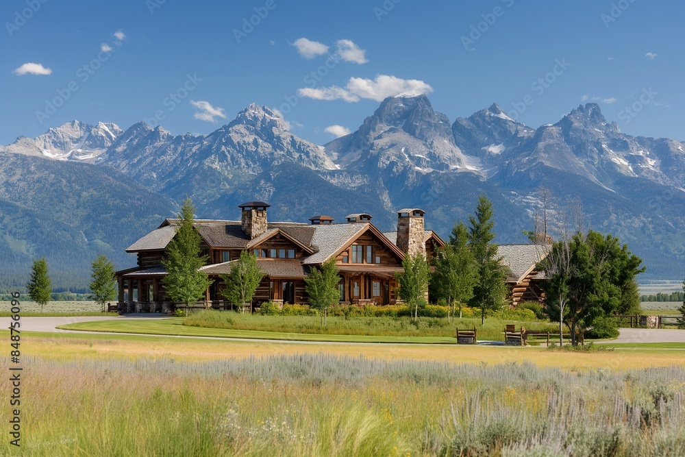 A sprawling ranch estate in Jackson Hole, Wyoming, with panoramic views ...