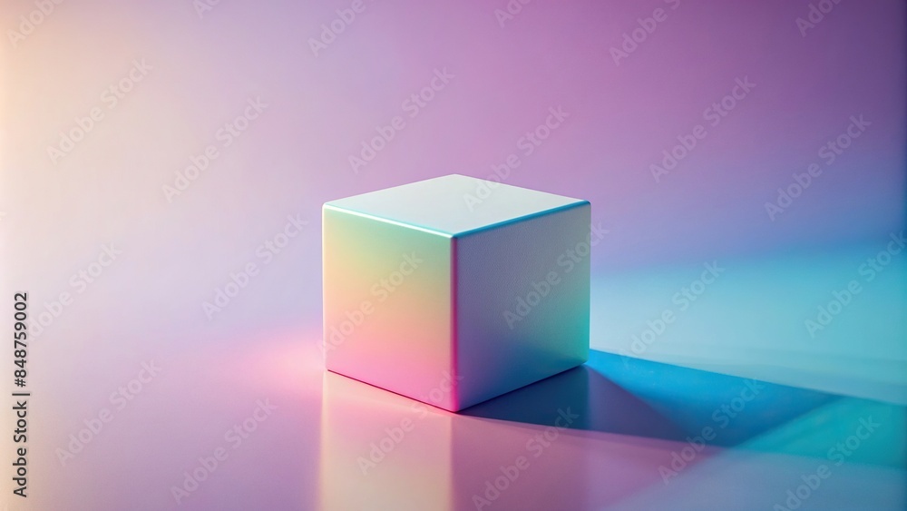 Modern, minimalist cube in soft pastel colors for abstract digital art ...
