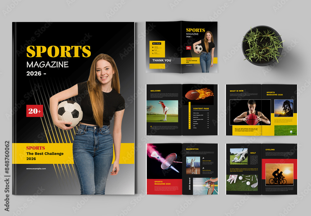 Sports Magazine Template Layout Stock Template | Adobe Stock