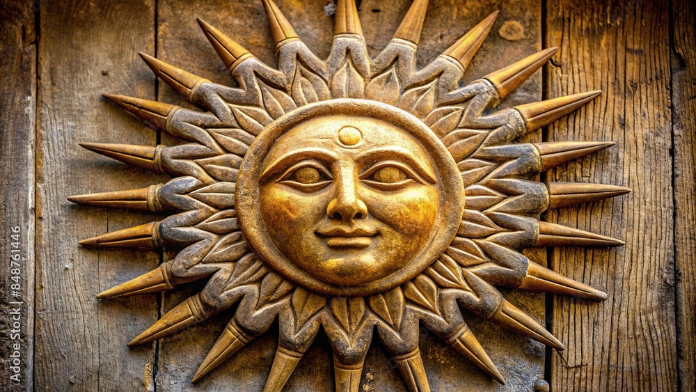 of an ancient sun symbol with a face, commonly used in astrology and ...