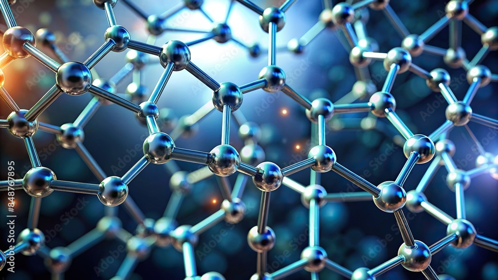 Visualization of interconnected molecules in a hexagonal carbon ...