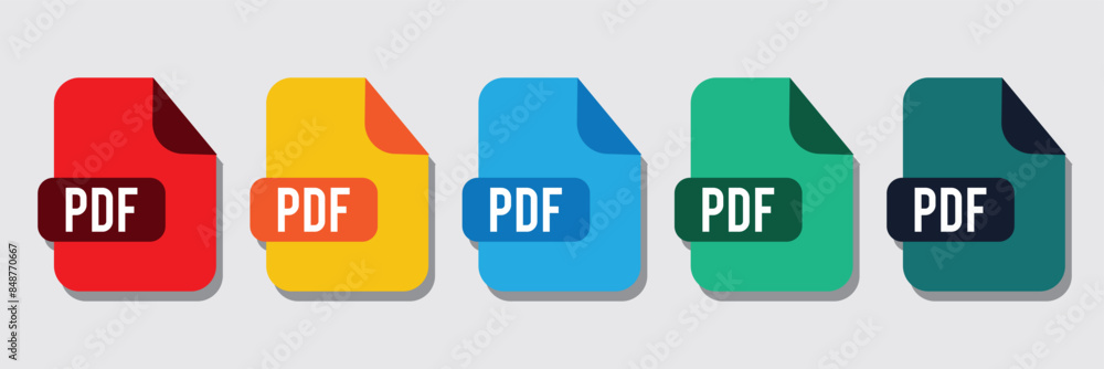 PDF file format icons set. PDF file download symbols. Format for texts ...