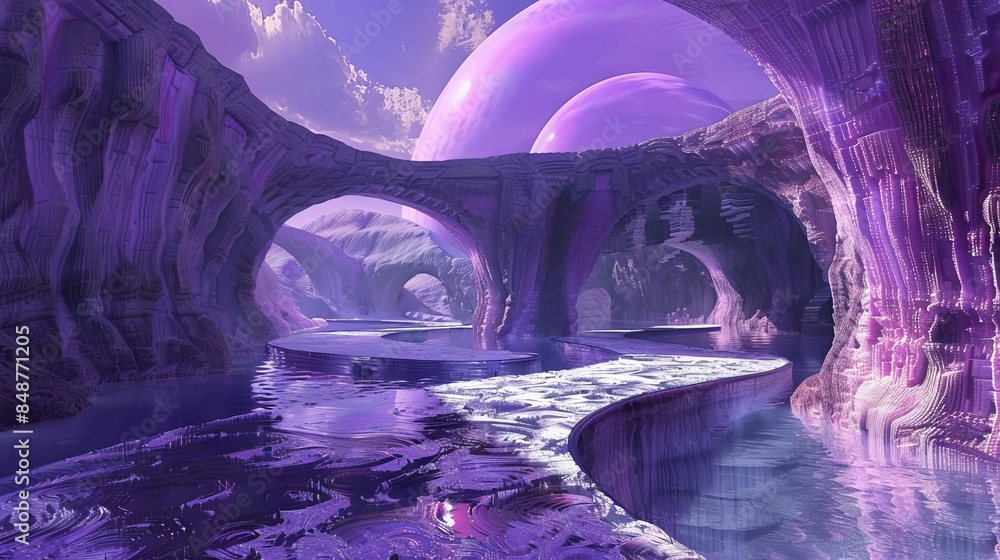 Abstract fantasy place with street, stairs, and tunnel. HD and 4K ...