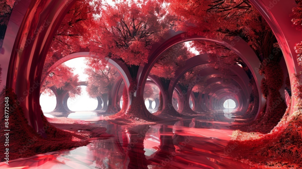 Abstract fantasy place with street, stairs, and tunnel. HD and 4K ...