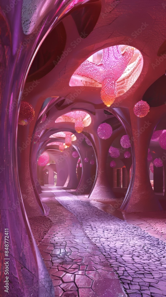 Abstract fantasy place with street, stairs, and tunnel. HD and 4K ...