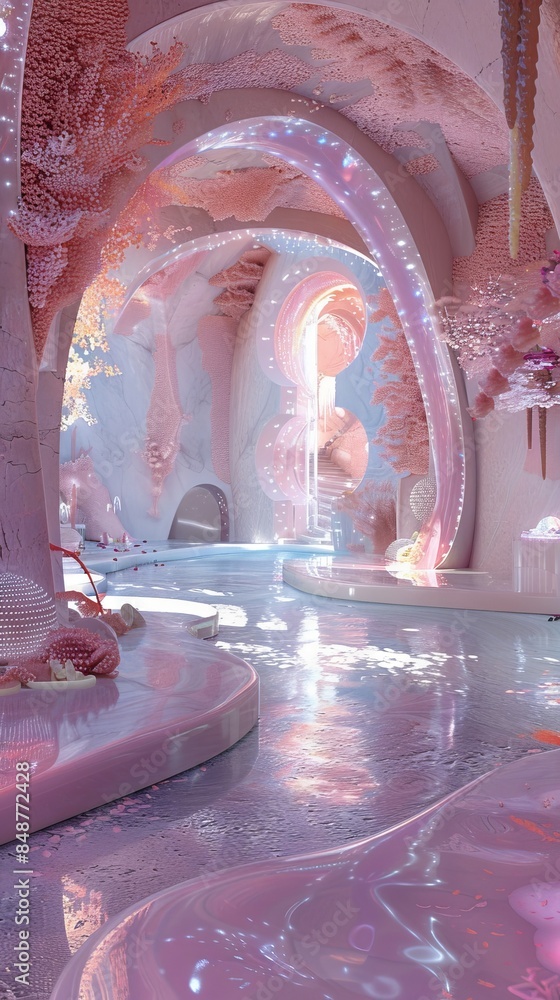 Abstract fantasy place with street, stairs, and tunnel. HD and 4K ...