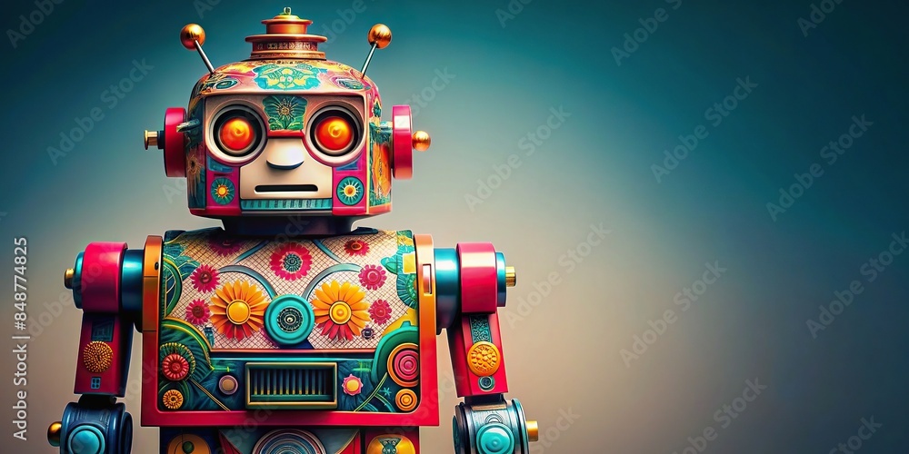 Japanese-style robot clipart with intricate designs and vibrant colors ...