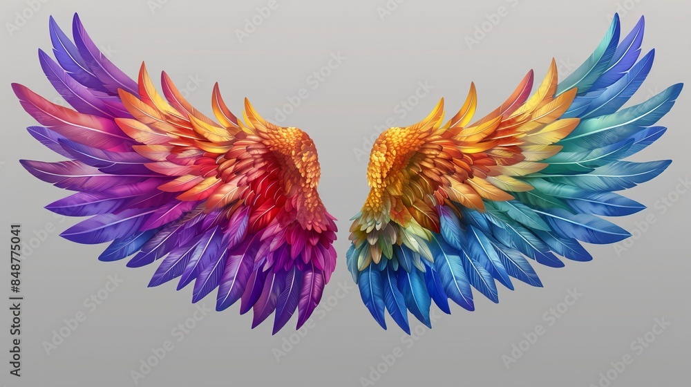 Colorful Rainbow Angel Wings Isolated on Transparent Background for ...