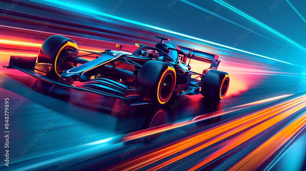 Formula One f1. Abstract vector 3d f 1 bolide racecar on speedway. Fast ...