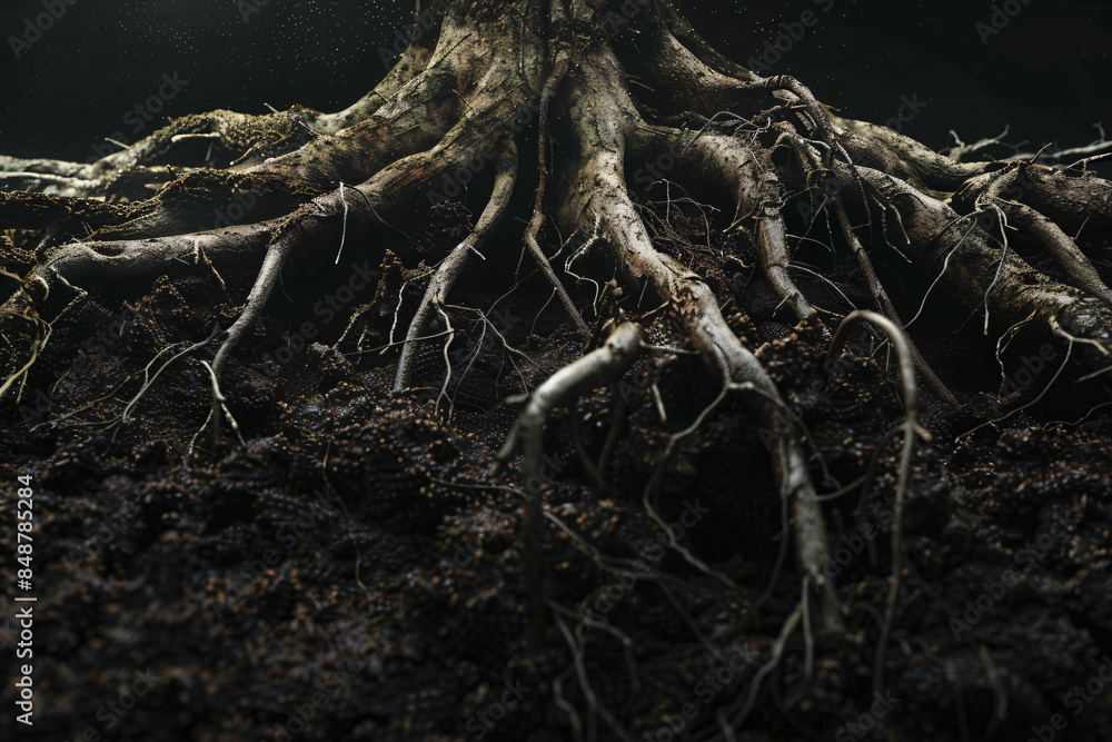 cross section of the earth showing tree roots growing Stock Photo ...