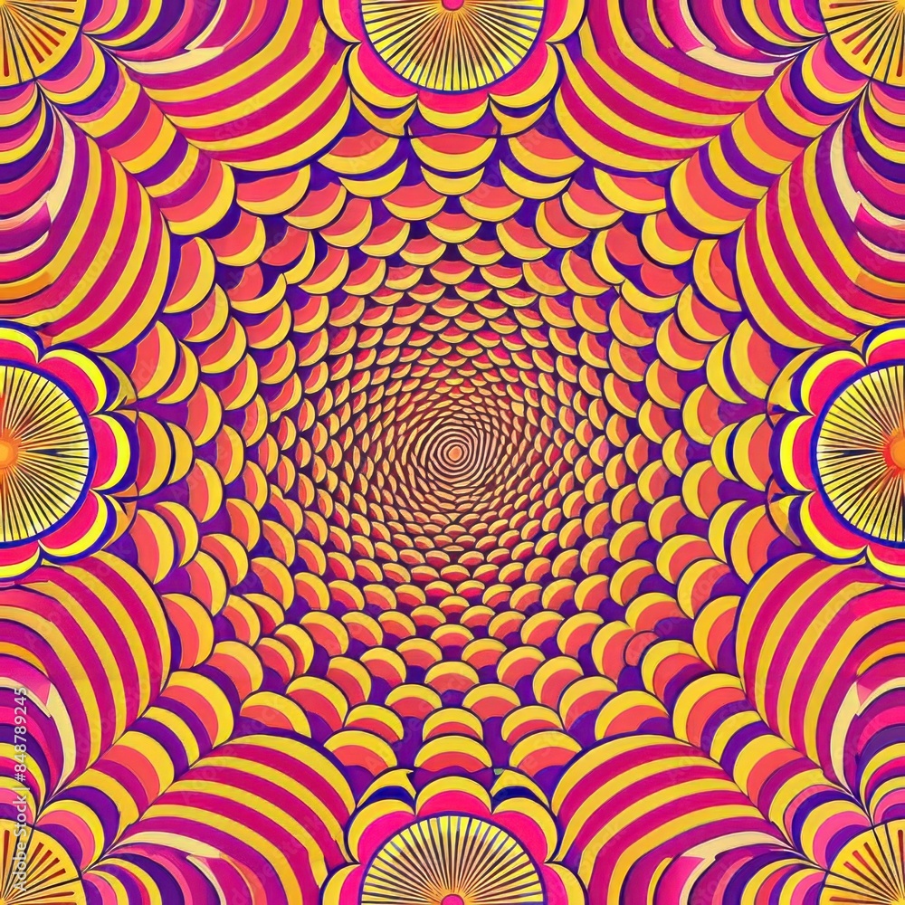 Seamless pattern of concentric circles and ellipses radiating outwards ...