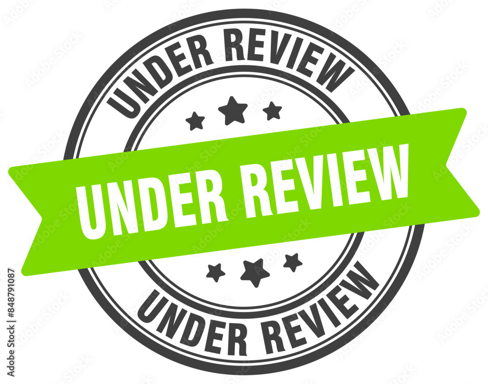 under review stamp. under review label on transparent background. round ...
