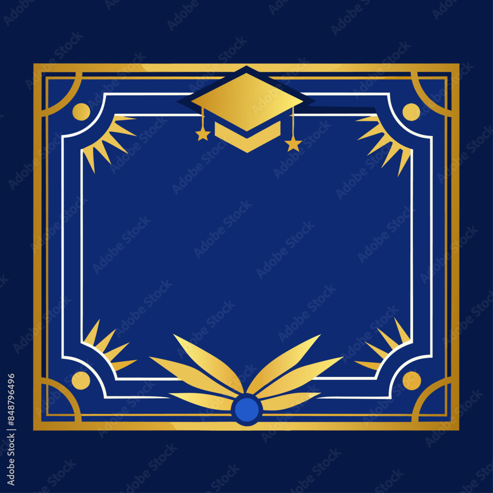 Modern Elegant Blue and Gold Certificate Border Frame Vector for ...
