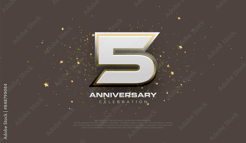 Vector design of the number 5th in white and a combination of luxurious ...