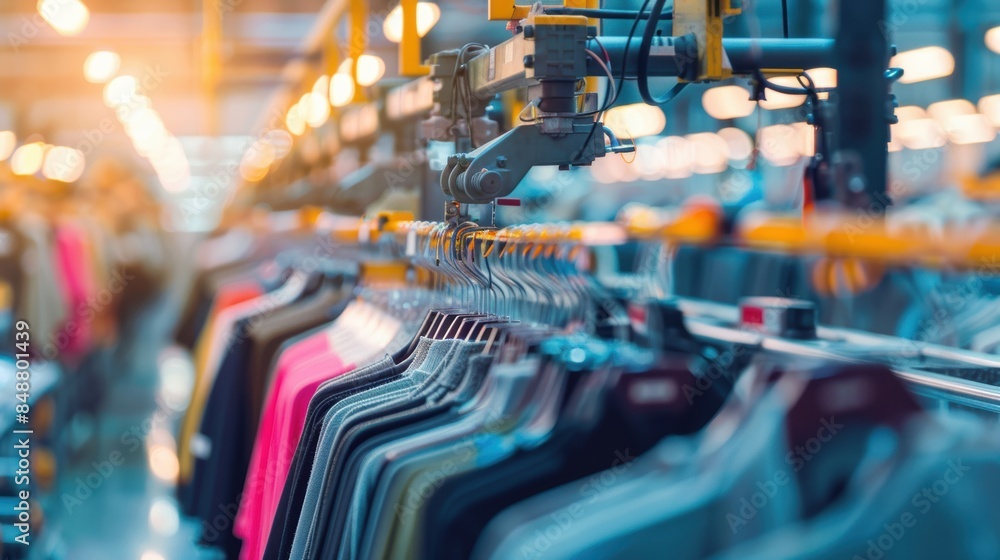 Robotic arms in a clothing manufacturing plant, demonstrating the use ...