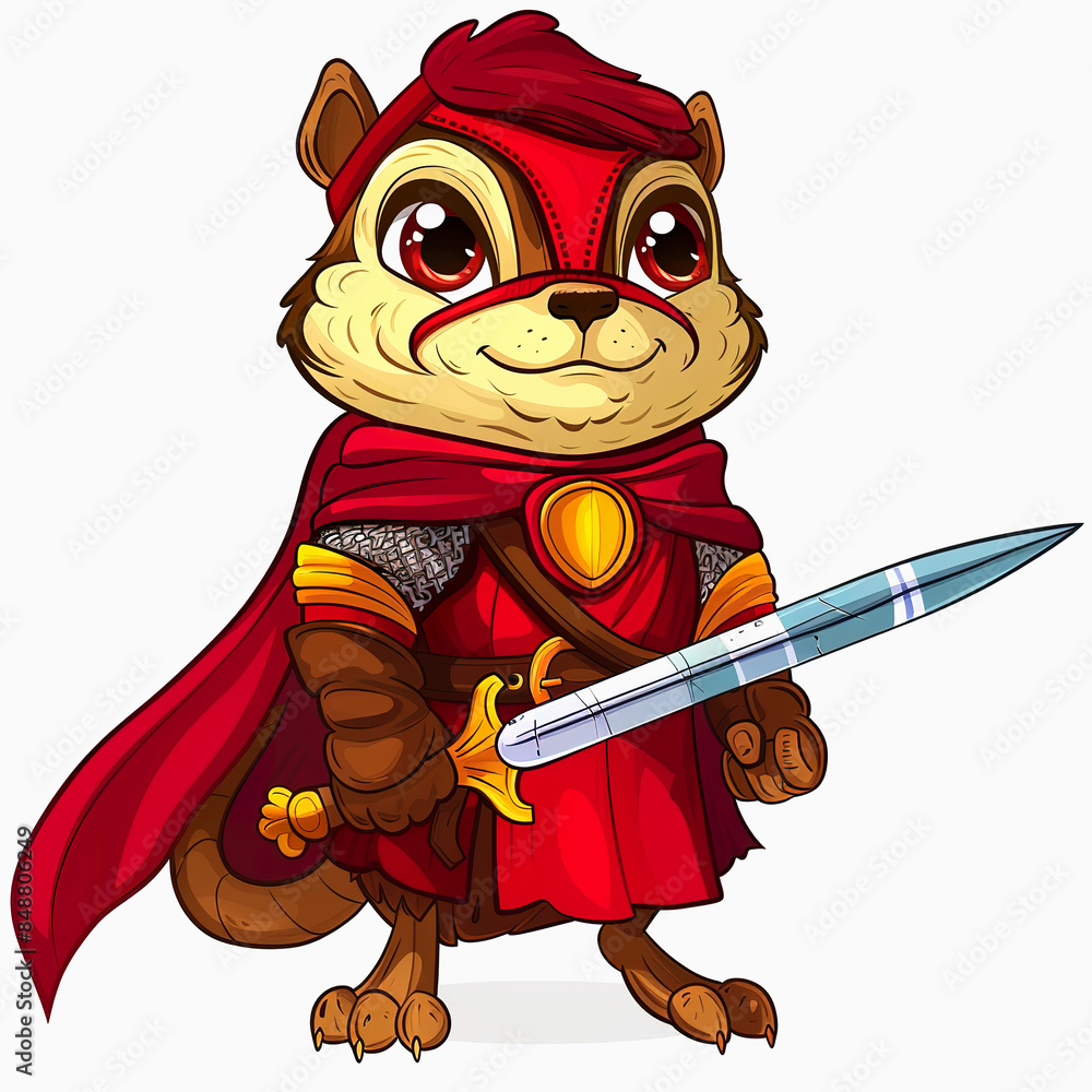 Warrior Chipmunk cartoon character isolated on white background ...