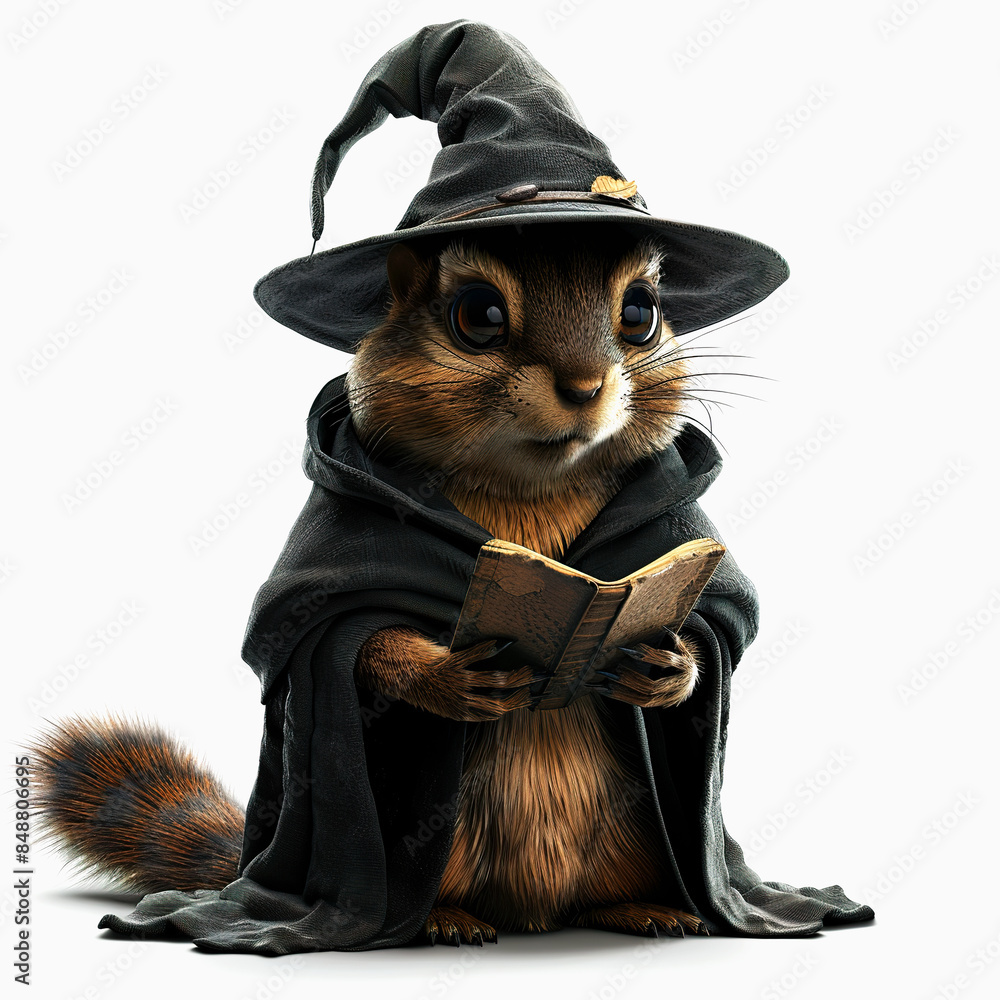 Chipmunk magician on white background. Chipmunk wizard cartoon ...