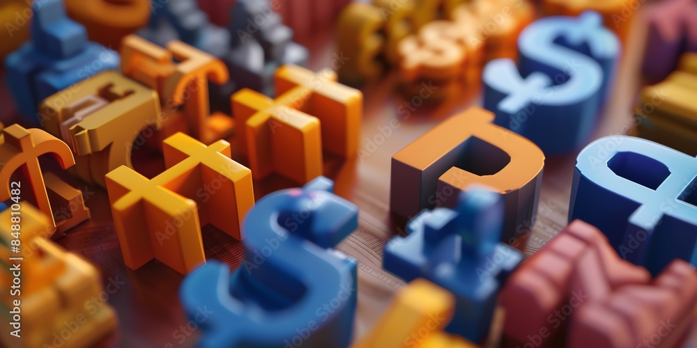 Design a convincingly realistic 3D illustration highlighting financial ...