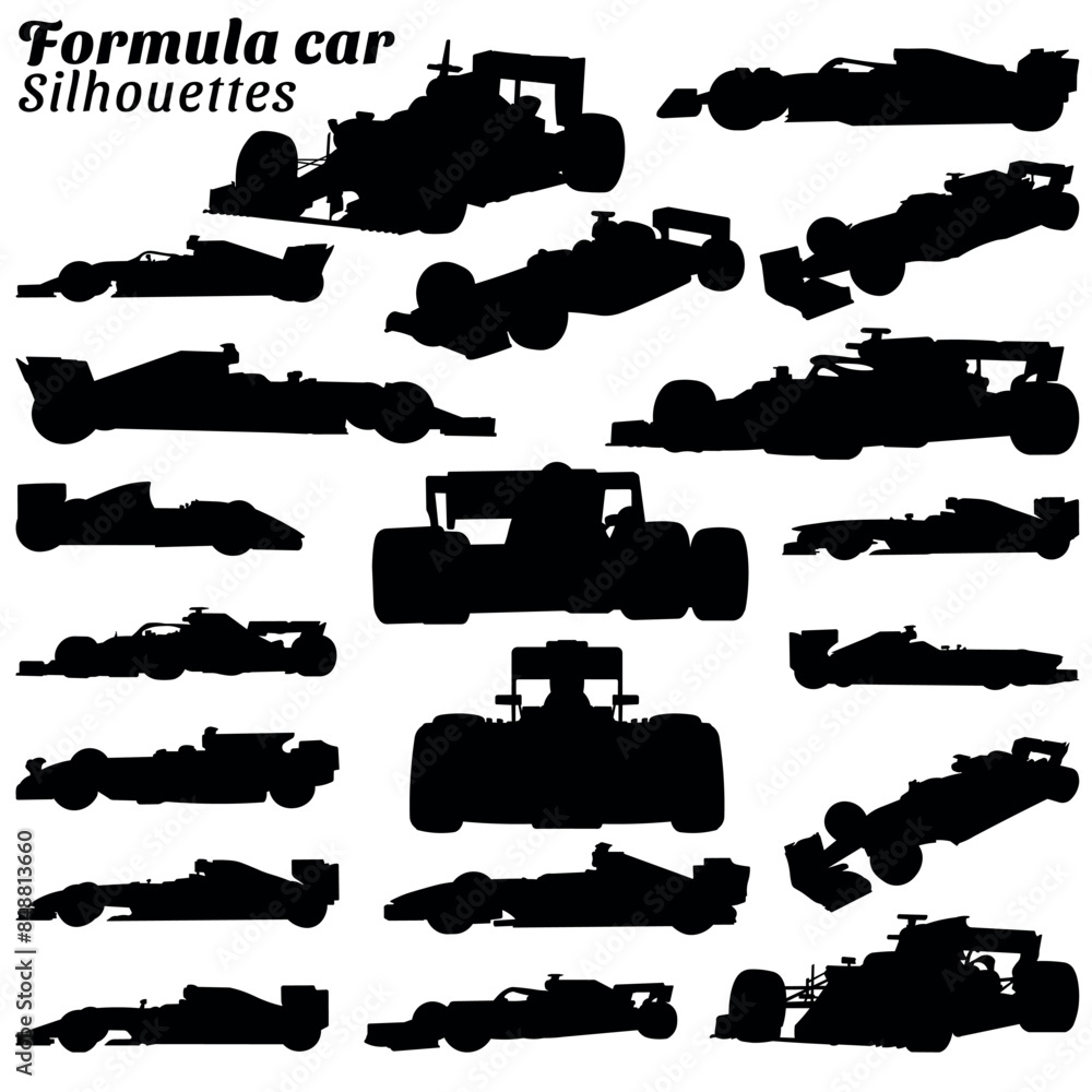 Formula car silhouette vector illustration set Stock Vector | Adobe Stock