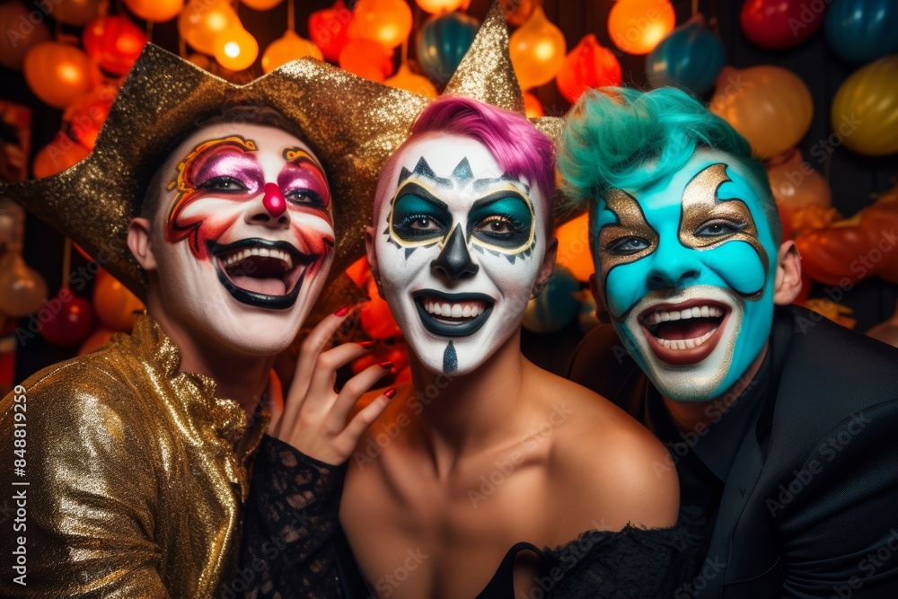 Transgender persons wearing a Halloween mask and having fun with ...