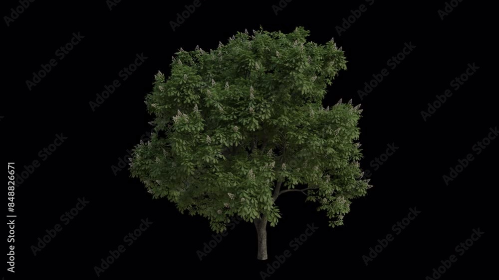 Horse chestnut Tree blowing in the wind. Wind blows the Aesculus ...