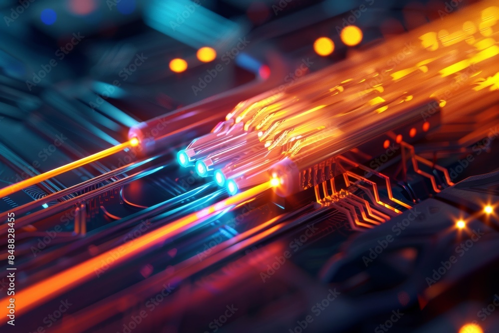 This detailed illustration depicts the usage of an optical fiber ...