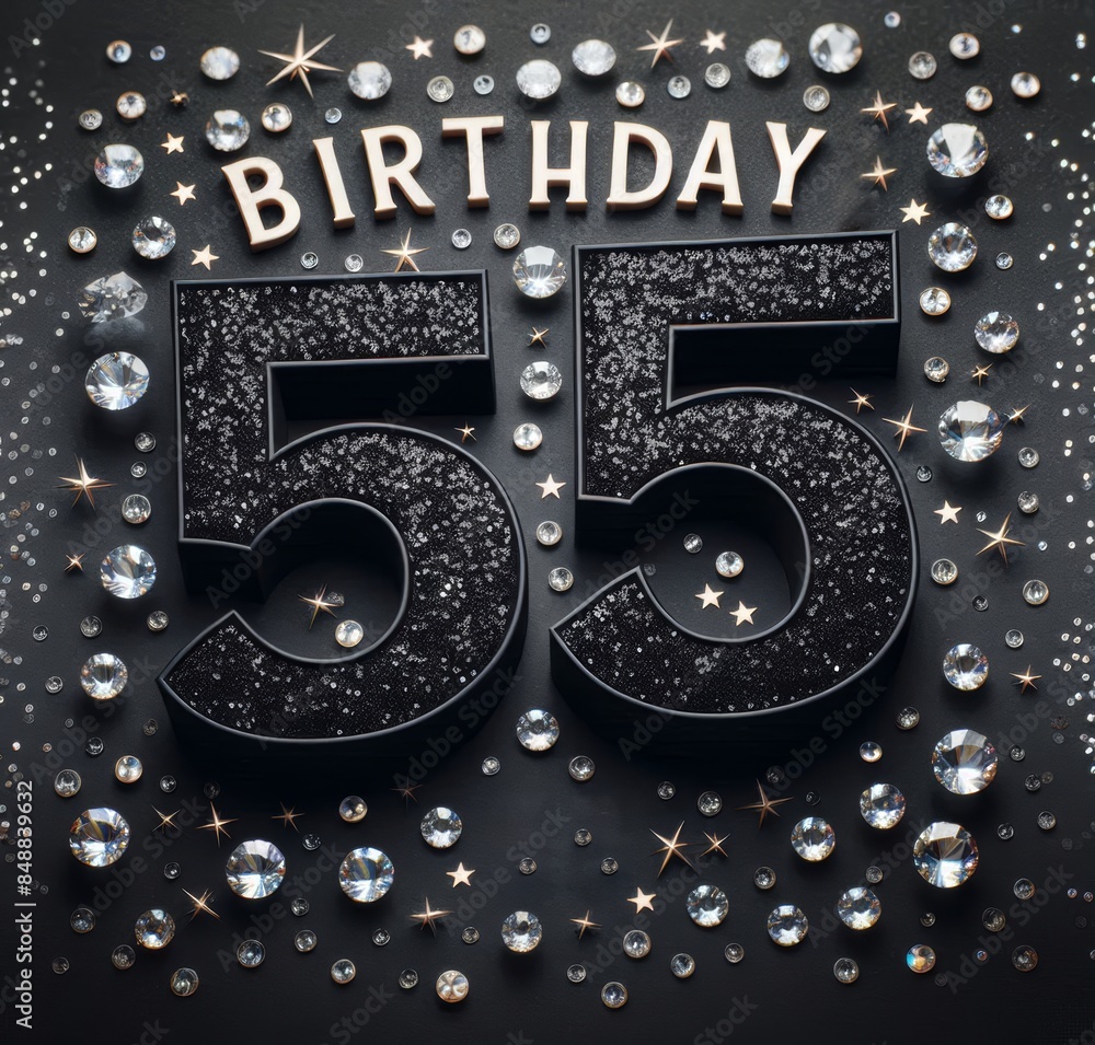 Elegant 55th birthday celebration with sparkling decorations and ...