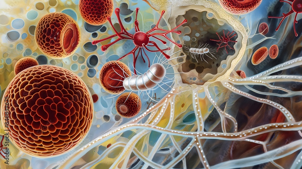 4. A medical illustration showing the life cycle of the malaria ...