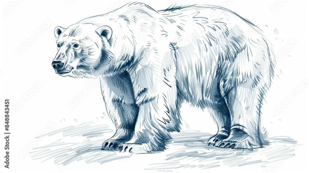 Sketch of polar bear. Hand drawn illustration converted to vector, Bear ...