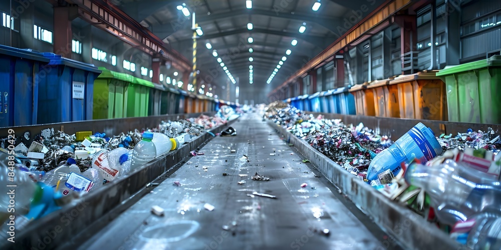 Facility sorts and processes waste for recycling and reuse emphasizing ...