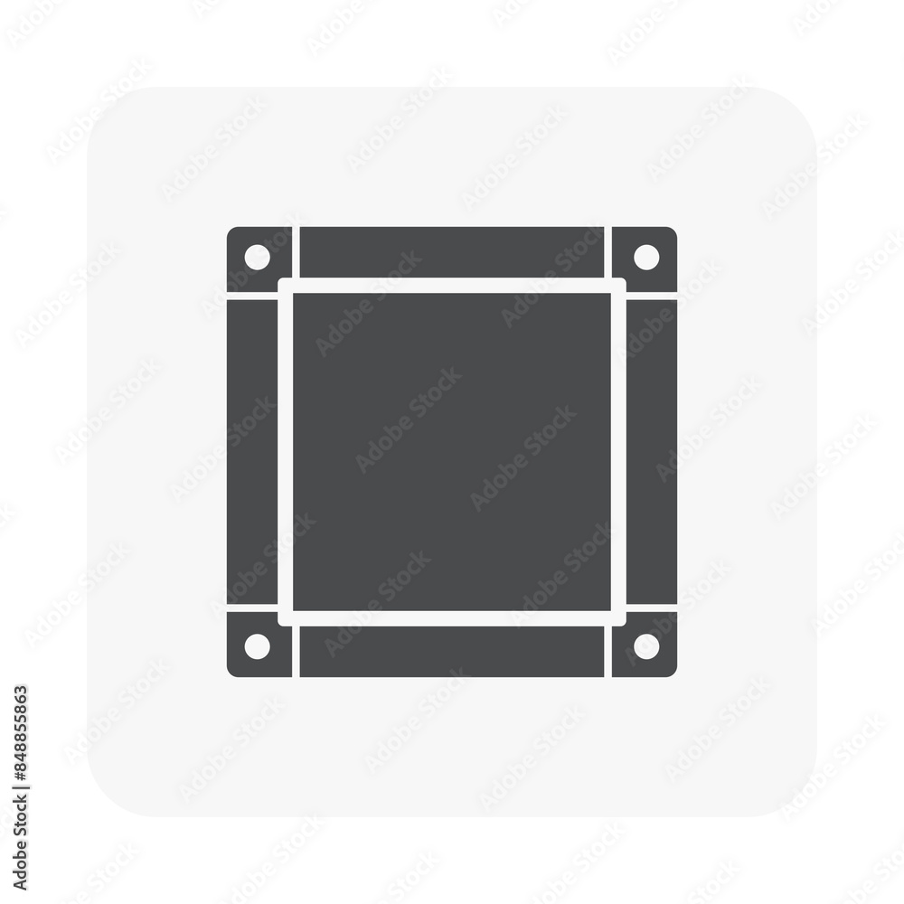 Square straight duct vector icon. Galvanized steel sheet with flange ...