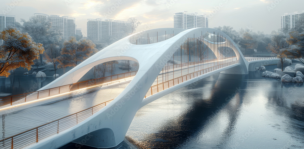 Modern bridges are designed with an S-curve, spanning the river ...