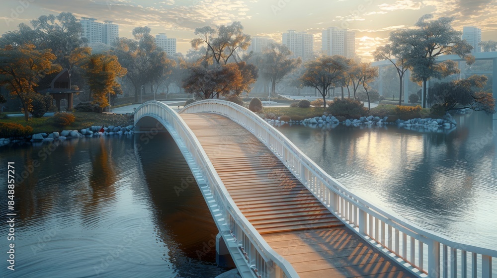 Modern bridges are designed with an S-curve, spanning the river ...