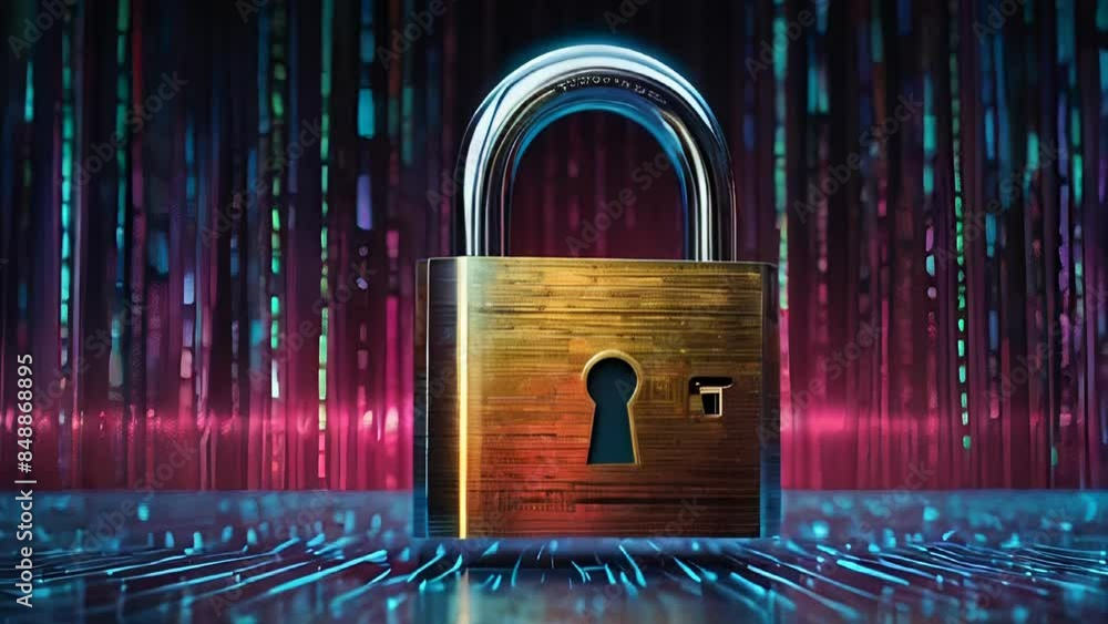 Engaging Depiction of Cybersecurity Network with Digital Lock Symbol ...