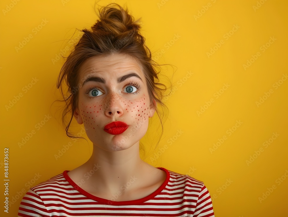 Skeptical Woman Expressing Emotions with Raised Eyebrow and Pursed Lips ...