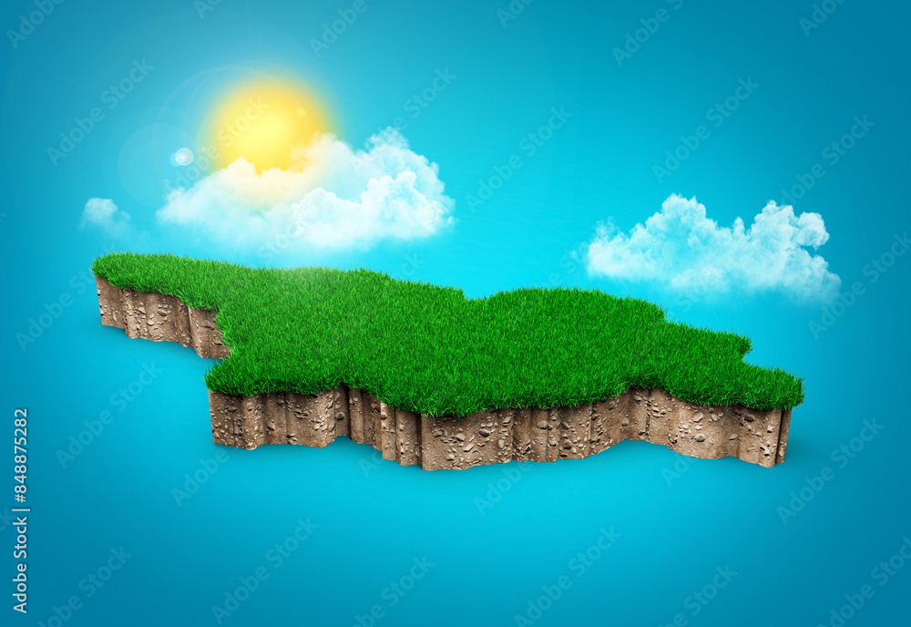 Georgia Map Soil Land Geology Cross Section With Green Grass And Rock ...