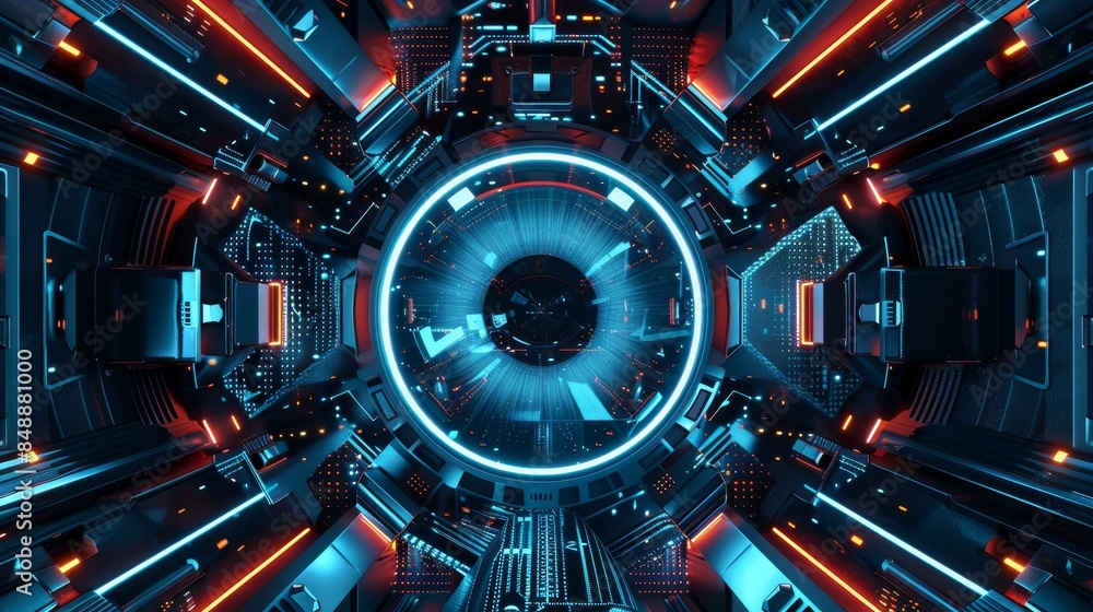 Cybernetic optics, visual prosthetics, top view, illustrating hightech ...