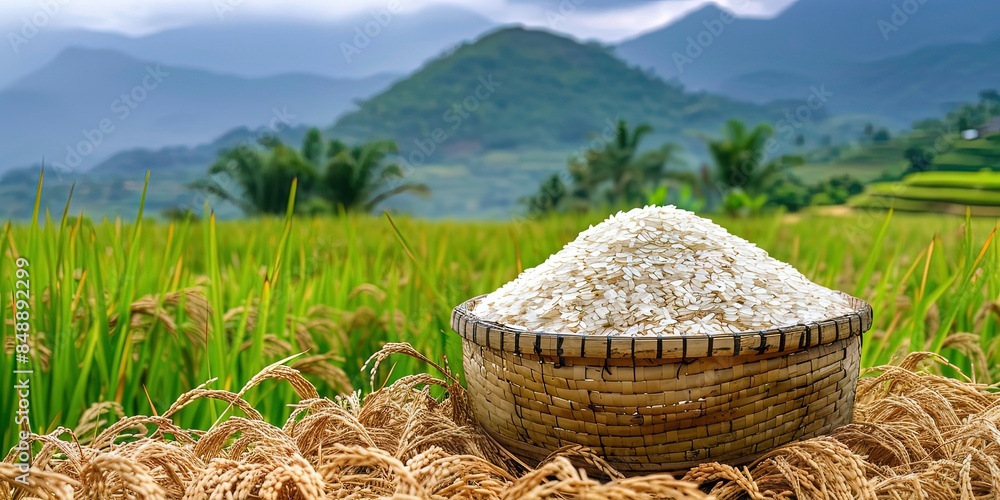 Rice field, rice ears close up, Chinese culture, rice cereal ...