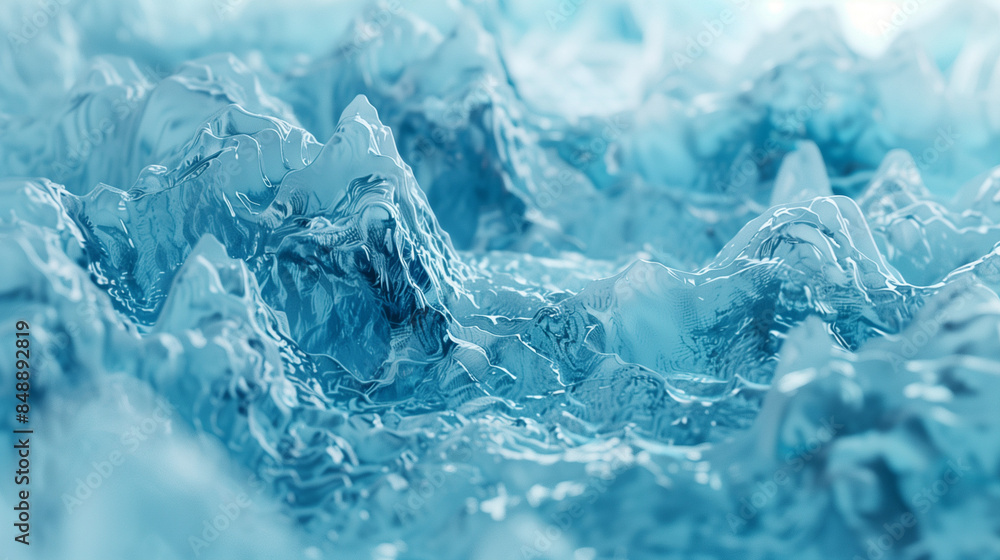 The close-up view shows the details of the ice formations and their ...